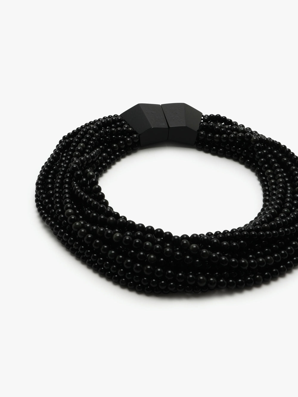 Kaia necklace: obsidian stone, acrylic – Monies